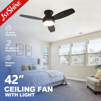 China 42 Inch Flush Mount Ceiling Fan with LED Light and MDF Blades for Modern Spaces for sale