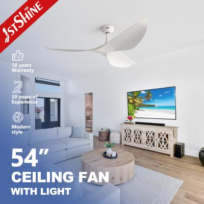 China 54 Inch White ABS Ceiling Fan Without Light with DC Motor for Large Airflow in Contemporary Design for sale