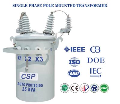 China 50kVA 100 Kva Pole Mounted Transformer Single Phase Oil Immersed Transformer IP65 Class for sale