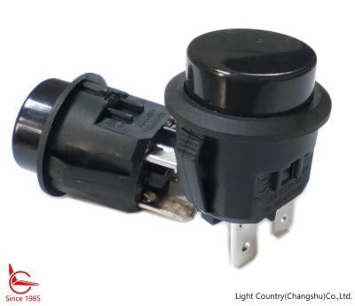 China Taiwan Light Country Round Push Button Switch, LC210, Φ20, ON-OFF, Black, 10A/16A 125V/250V for sale