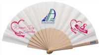China Cherry Fancy Cloth Wooden Customized Hand Fans Spanish Personalised 23CM for sale
