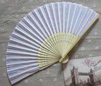 China Sturdy Durable Custom Satin Fabric Bamboo Hand Held Fan For DIY Decoration for sale