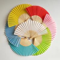 China Sturdy Durable Custom Satin Fabric Bamboo Hand Held Fan For DIY Decoration for sale