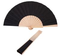 China Wooden Folding Fabric Handheld Fans Craft with Drawstring Organza Bags for sale