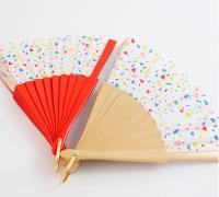 China Wooden Folding Fabric Handheld Fans Craft with Drawstring Organza Bags for sale