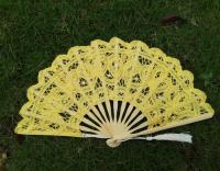 China Wedding Cotton Lace Bridal White Lace Spanish Hand Fan Folding with Bamboo Staves for sale