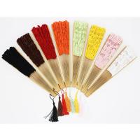 China Wedding Cotton Lace Bridal White Lace Spanish Hand Fan Folding with Bamboo Staves for sale
