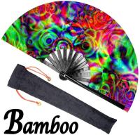 China Bamboo Fabric Printing Logo Customized Hand Fan Foldable Large Big Size 33cm for sale