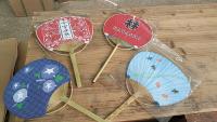 China Handmade custom made natural bamboo paddle fan paper fan for events for sale