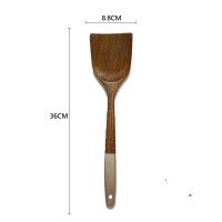 China White Handle Wooden Shovel Wooden Spoon Nonstick Frying Wooden Shovel Kitchen Cooking Set for sale