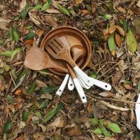 China White Handle Wooden Shovel Wooden Spoon Nonstick Frying Wooden Shovel Kitchen Cooking Set for sale