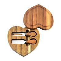 China Wooden Heart Cheese Board Set Stainless Steel Knife Cheese Cutting Board Cutlery Cutting Board for sale