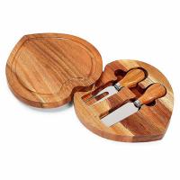 China Wooden Heart Cheese Board Set Stainless Steel Knife Cheese Cutting Board Cutlery Cutting Board for sale