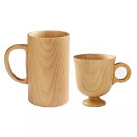 China Wooden Cup with Handle Japanese Style Wooden Mug Wooden Drinking Beer Coffee for sale