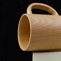 China Wooden Cup with Handle Japanese Style Wooden Mug Wooden Drinking Beer Coffee for sale