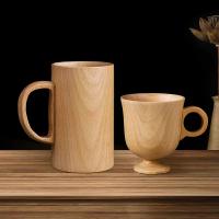 China Wooden Cup with Handle Japanese Style Wooden Mug Wooden Drinking Beer Coffee for sale