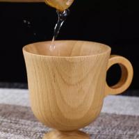 China Wooden Cup with Handle Japanese Style Wooden Mug Wooden Drinking Beer Coffee for sale