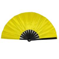 China Plain Large Folding Hand Fan Fabric Loud Bamboo Kung Fu Tai Chi Hand Held Fan for Dancing Party for sale