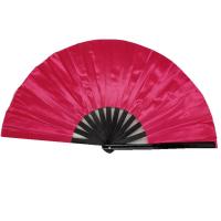 China Plain Large Folding Hand Fan Fabric Loud Bamboo Kung Fu Tai Chi Hand Held Fan for Dancing Party for sale