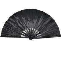 China Plain Large Folding Hand Fan Fabric Loud Bamboo Kung Fu Tai Chi Hand Held Fan for Dancing Party for sale