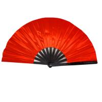 China Plain Large Folding Hand Fan Fabric Loud Bamboo Kung Fu Tai Chi Hand Held Fan for Dancing Party for sale