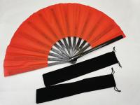 China Plain Large Folding Hand Fan Fabric Loud Bamboo Kung Fu Tai Chi Hand Held Fan for Dancing Party for sale