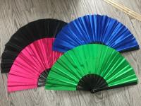 China Plain Large Folding Hand Fan Fabric Loud Bamboo Kung Fu Tai Chi Hand Held Fan for Dancing Party for sale
