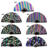 China Cheap Promotional Traditional Hand Paper Folding Fan Bamboo Fan Customized Reflective Fan for sale