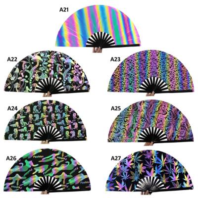 China Cheap Promotional Traditional Hand Paper Folding Fan Bamboo Fan Customized Reflective Fan for sale