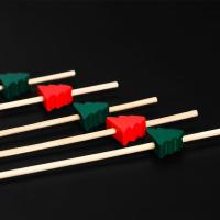 China Christmas Bamboo Sticks Sushi Cocktail Snacks Decoration Bamboo Sticks Disposable Fruit Sticks Wholesale for sale