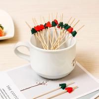 China Christmas Bamboo Sticks Sushi Cocktail Snacks Decoration Bamboo Sticks Disposable Fruit Sticks Wholesale for sale