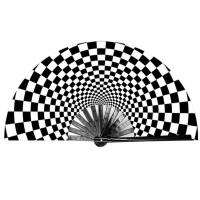 China Large Bamboo Folding Hand Fan Custom Print Rave Festival Handheld Fan for Promotional Gifts for sale