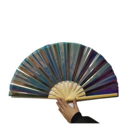 China Hand Fan Printed Reflective Fan Disco Loud Clack Dancing Fan Customized for sale