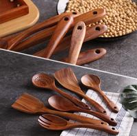 China acacia Wooden Cooking Utensil Set Non Toxic Wooden Spatula For Nonstick for sale