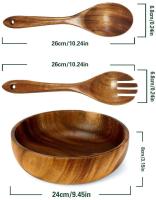 China Handmade Acacia Carved Wooden Salad Bowl Toxin Free 9.5''x3.1'' for sale