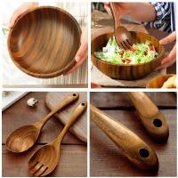 China Handmade Acacia Carved Wooden Salad Bowl Toxin Free 9.5''x3.1'' for sale
