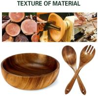 China Handmade Acacia Carved Wooden Salad Bowl Toxin Free 9.5''x3.1'' for sale