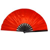 China 33cm Length Large Bamboo Hand Fan Fabric 13 Inch Hand Fan For Disco for sale