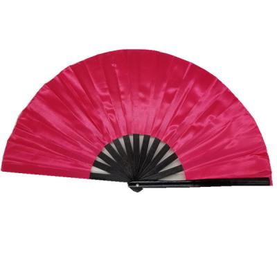 China 33cm Length Large Bamboo Hand Fan Fabric 13 Inch Hand Fan For Disco for sale