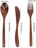 China 3Pcs Reusable Wooden Utensils Spoon And Fork Set For Travelling for sale