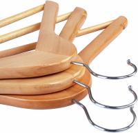 China handcrafted Wooden Suit Hangers Smooth Finish Solid Wood Coat Hanger for sale