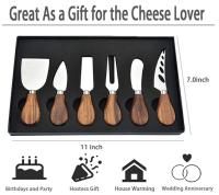 China Stainless Steel Wood Handle Cheese Knives 4 - 6 Pieces customized Logo for sale