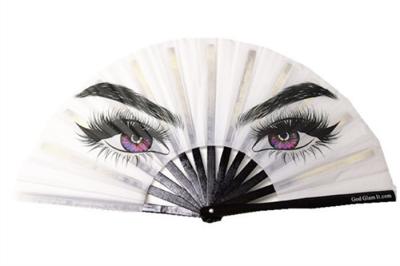 China Custom Large Foldable Hand Fans open 33cm 68cm Fabric Bamboo Hand Held Fans for sale