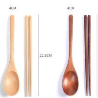 China Restaurant Reusable Wooden Cutlery Set 23.5Cm Wrapped Spoon And Chopstick Set for sale