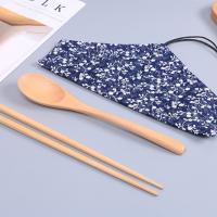 China Restaurant Reusable Wooden Cutlery Set 23.5Cm Wrapped Spoon And Chopstick Set for sale