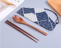 China Restaurant Reusable Wooden Cutlery Set 23.5Cm Wrapped Spoon And Chopstick Set for sale