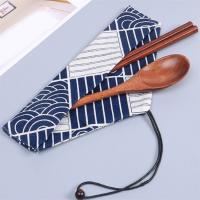 China Restaurant Reusable Wooden Cutlery Set 23.5Cm Wrapped Spoon And Chopstick Set for sale