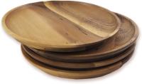 China 5pcs/Set Wooden Serving Plates 15cm 18cm 20cm Acacia Wood Round Serving Platter for sale