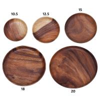 China 5pcs/Set Wooden Serving Plates 15cm 18cm 20cm Acacia Wood Round Serving Platter for sale