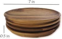 China 5pcs/Set Wooden Serving Plates 15cm 18cm 20cm Acacia Wood Round Serving Platter for sale
